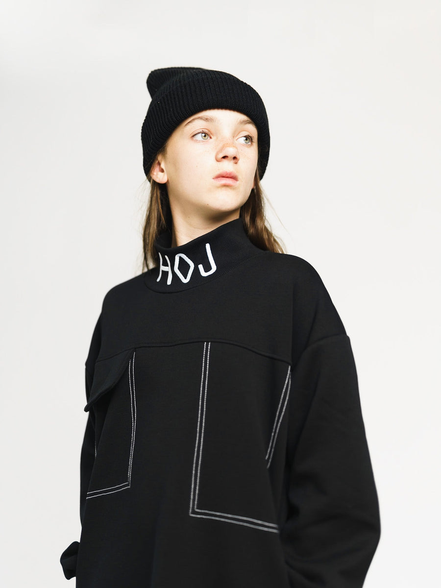 HOJ AW22 NOIR HIGH NECK JUMPER DRESS – SOULER